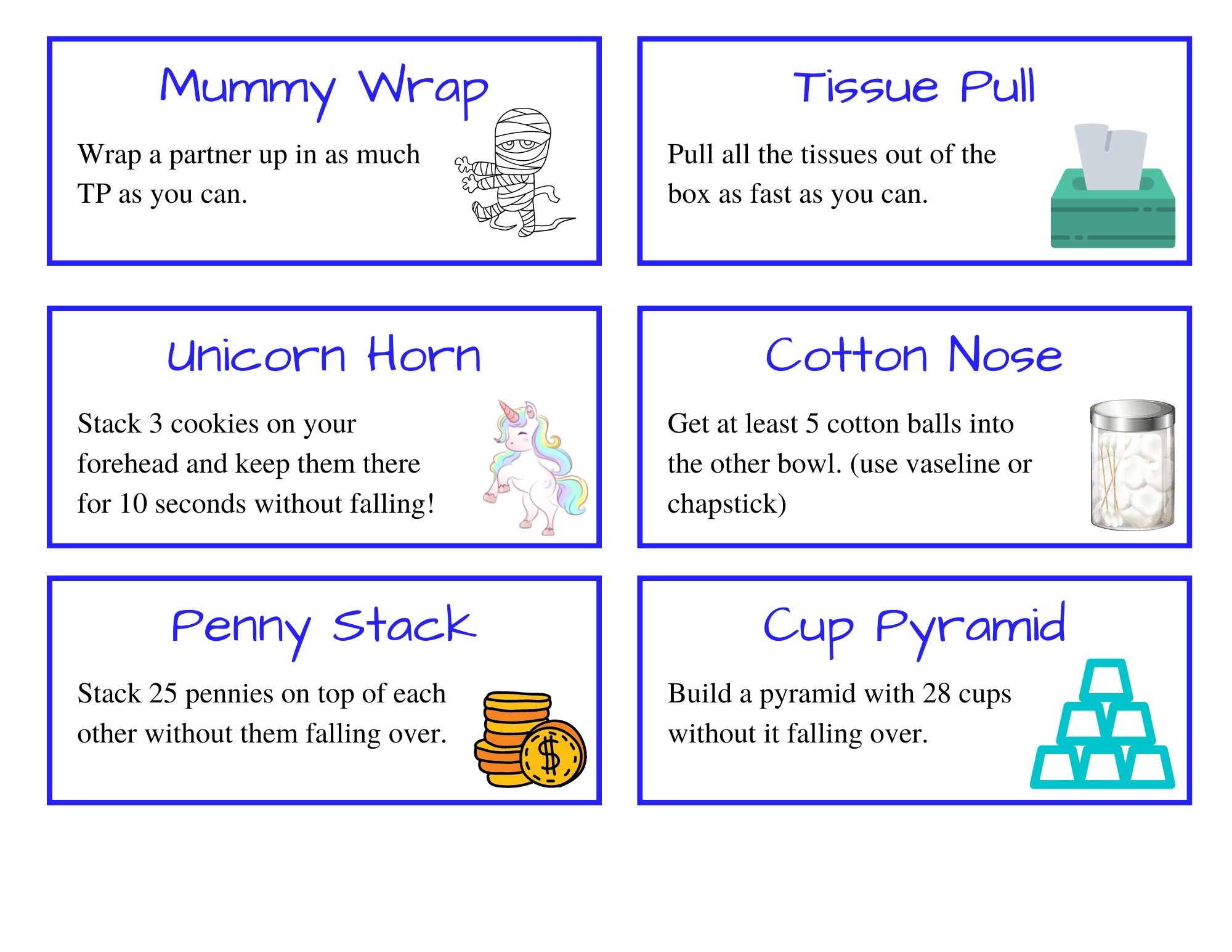 Kid Friendly Minute To Win It Cards Move Play Go