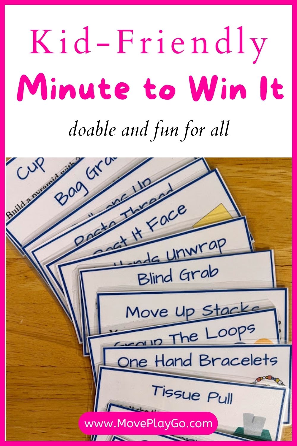Kid Friendly Minute To Win It Cards Move Play Go