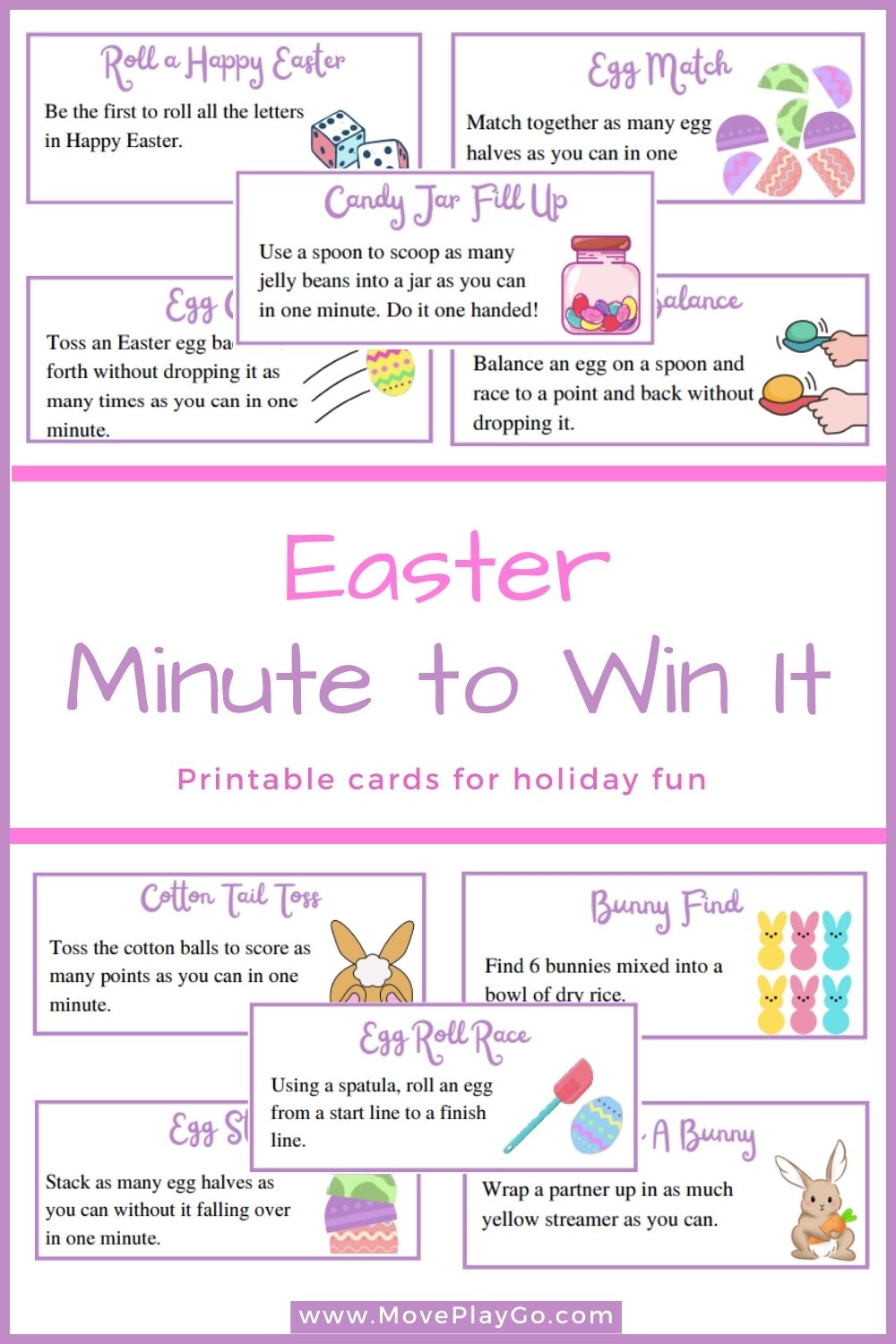 Easter Minute To Win It Cards Move Play Go