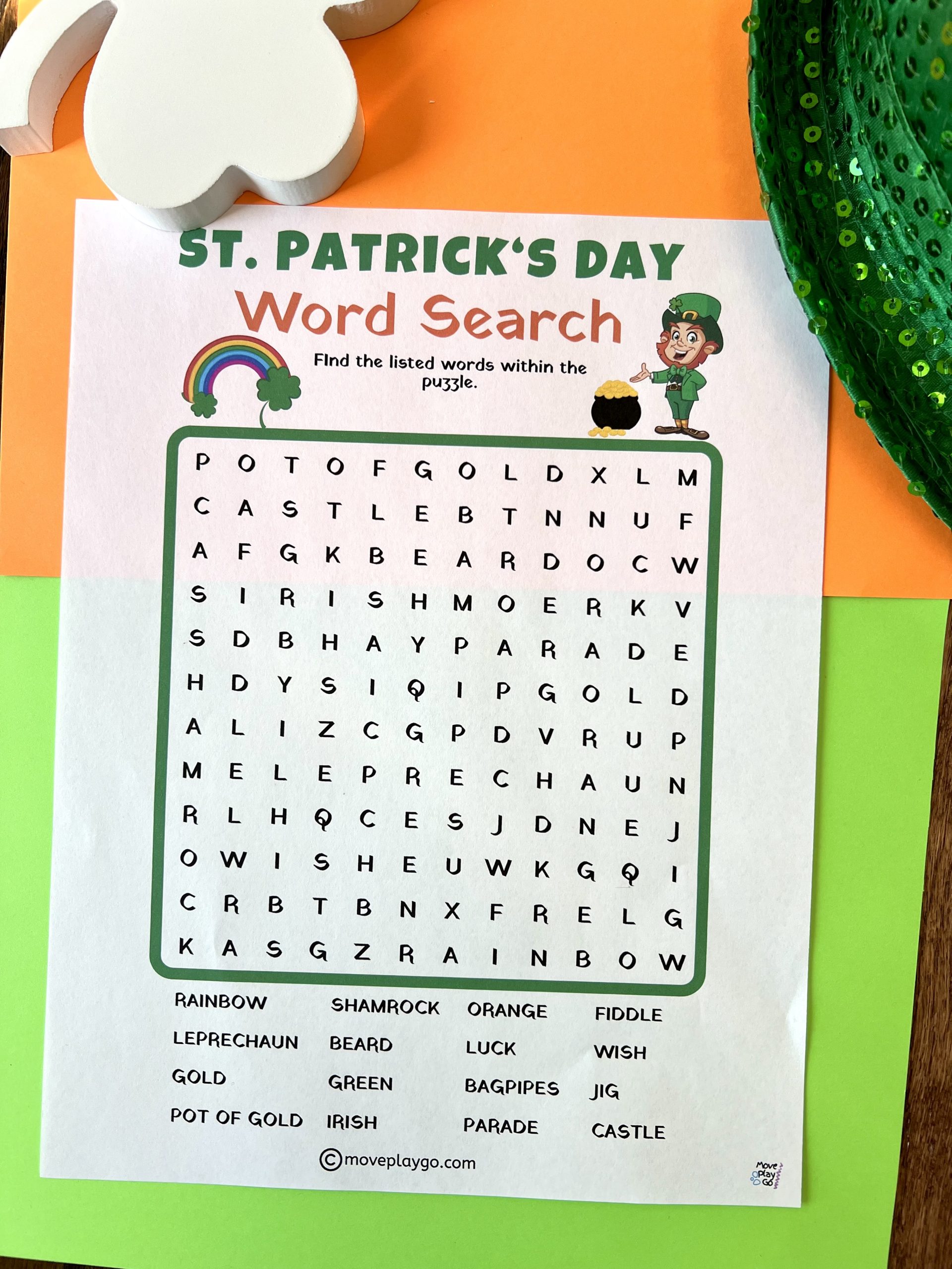 St. Patrick's Day Word Search Free Printable - Move Play Go