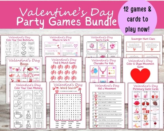 Valentine's Day Party Games Bundle - Move Play Go