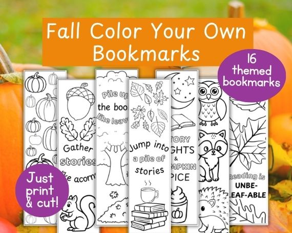 Color Your Own Fall Bookmarks - Move Play Go