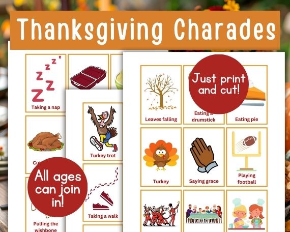 Thanksgiving Charades For Early Readers - Move Play Go