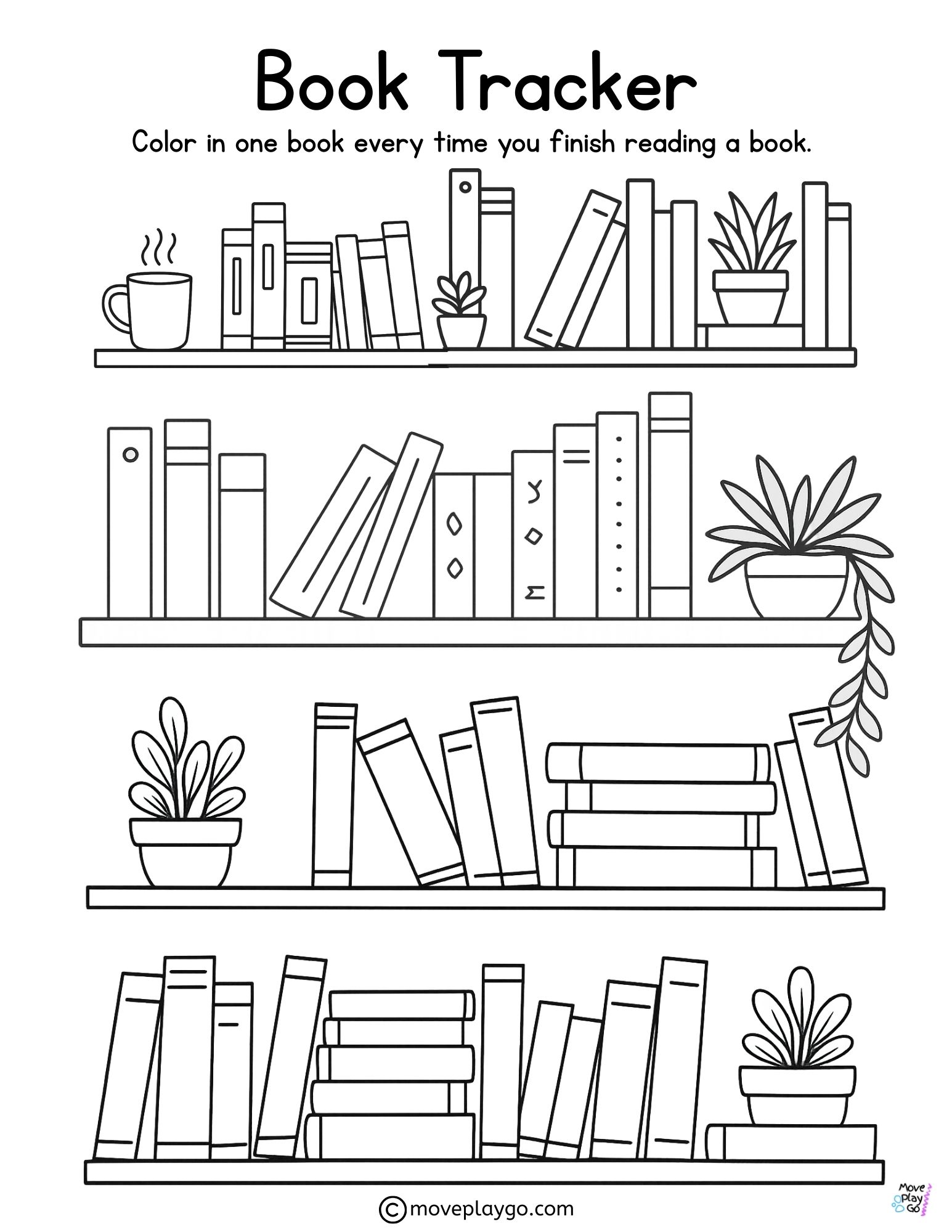 Book Tracker On A Shelf - Move Play Go
