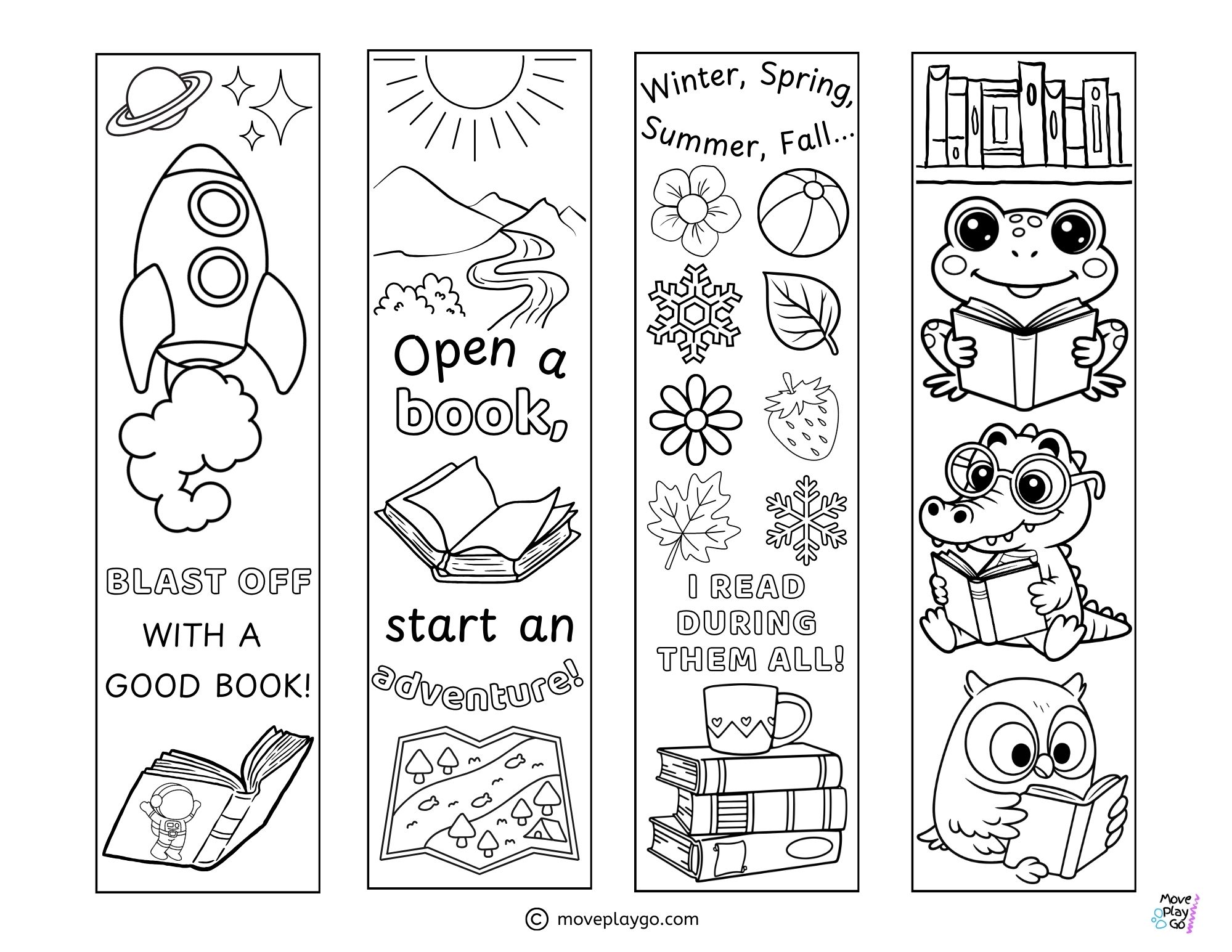 Color Your Own Bookmarks Free Printable - Move Play Go